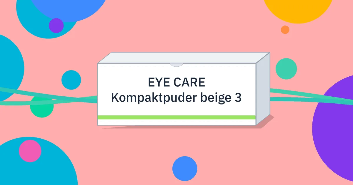 Symbolbild: Packung mit der Aufschrift EYE CARE Kompaktpuder beige 3 (PZN 20582530) – Verfügbarkeit und Bezug in Apotheken in Frankfurt am Main