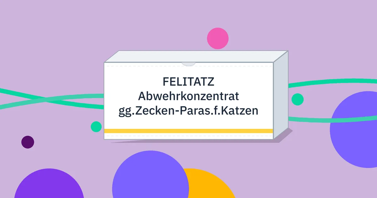 Symbolbild: Packung mit der Aufschrift FELITATZ Abwehrkonzentrat gg.Zecken-Paras.f.Katzen (PZN 18806778) – Verfügbarkeit und Bezug in Apotheken in Frankfurt am Main