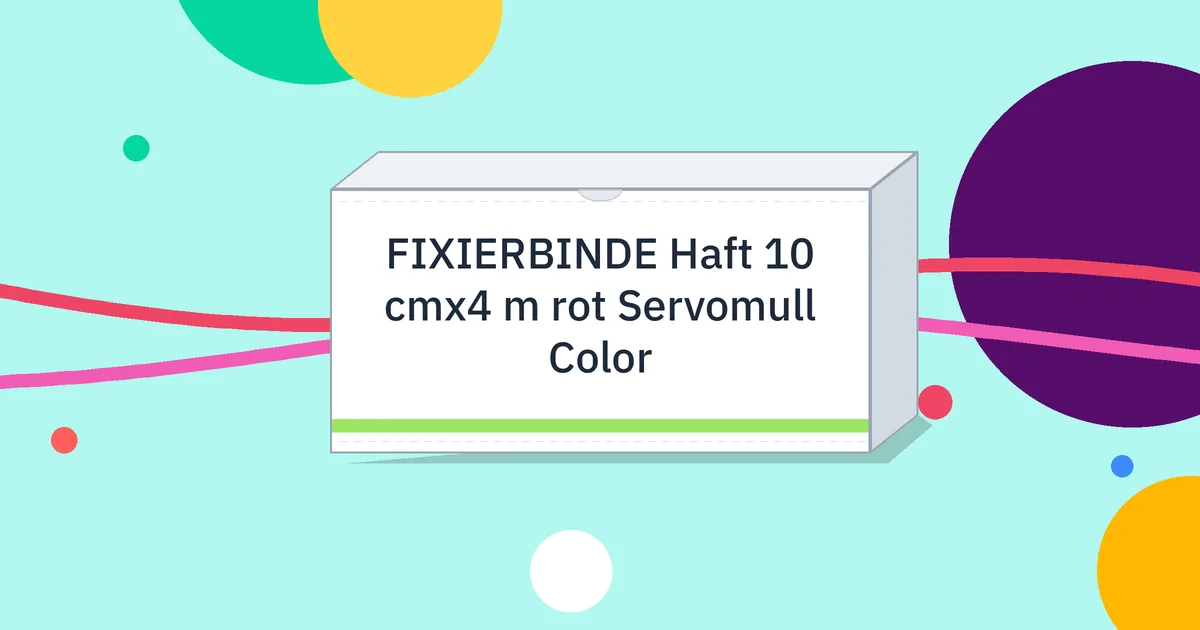 Symbolbild: Packung mit der Aufschrift FIXIERBINDE Haft 10 cmx4 m rot Servomull Color (PZN 12671567) – Verfügbarkeit und Bezug in Apotheken in Frankfurt am Main