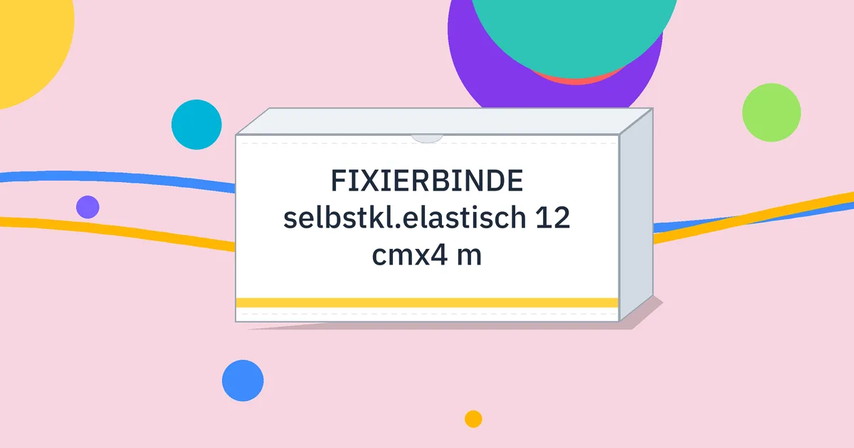 Symbolbild: Packung mit der Aufschrift FIXIERBINDE selbstkl.elastisch 12 cmx4 m (PZN 06931840) – Verfügbarkeit und Bezug in Apotheken in Frankfurt am Main
