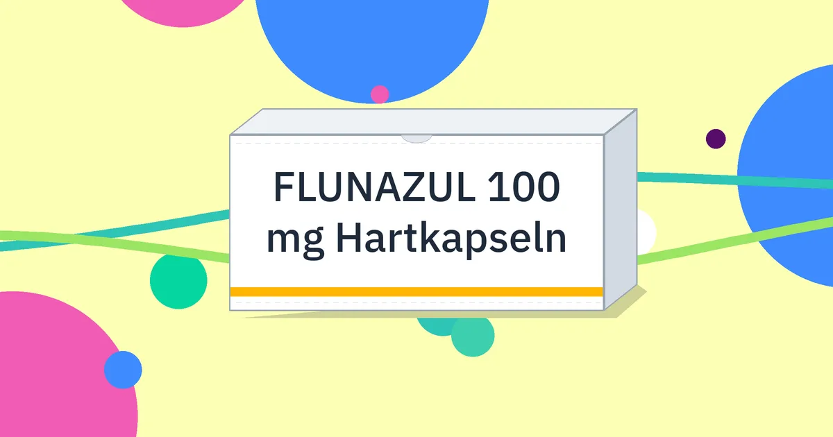 Symbolbild: Packung mit der Aufschrift FLUNAZUL 100 mg Hartkapseln (PZN 04103843) – Verfügbarkeit und Bezug in Apotheken in Frankfurt am Main