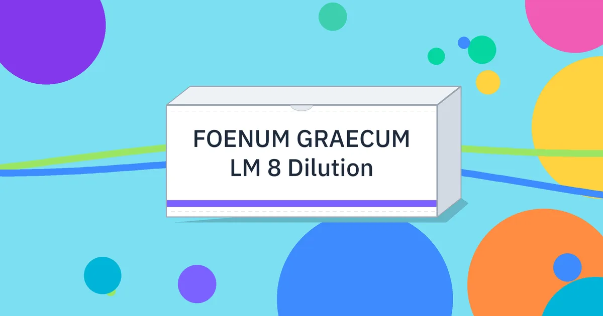 Symbolbild: Packung mit der Aufschrift FOENUM GRAECUM LM 8 Dilution (PZN 13490129) – Verfügbarkeit und Bezug in Apotheken in Frankfurt am Main