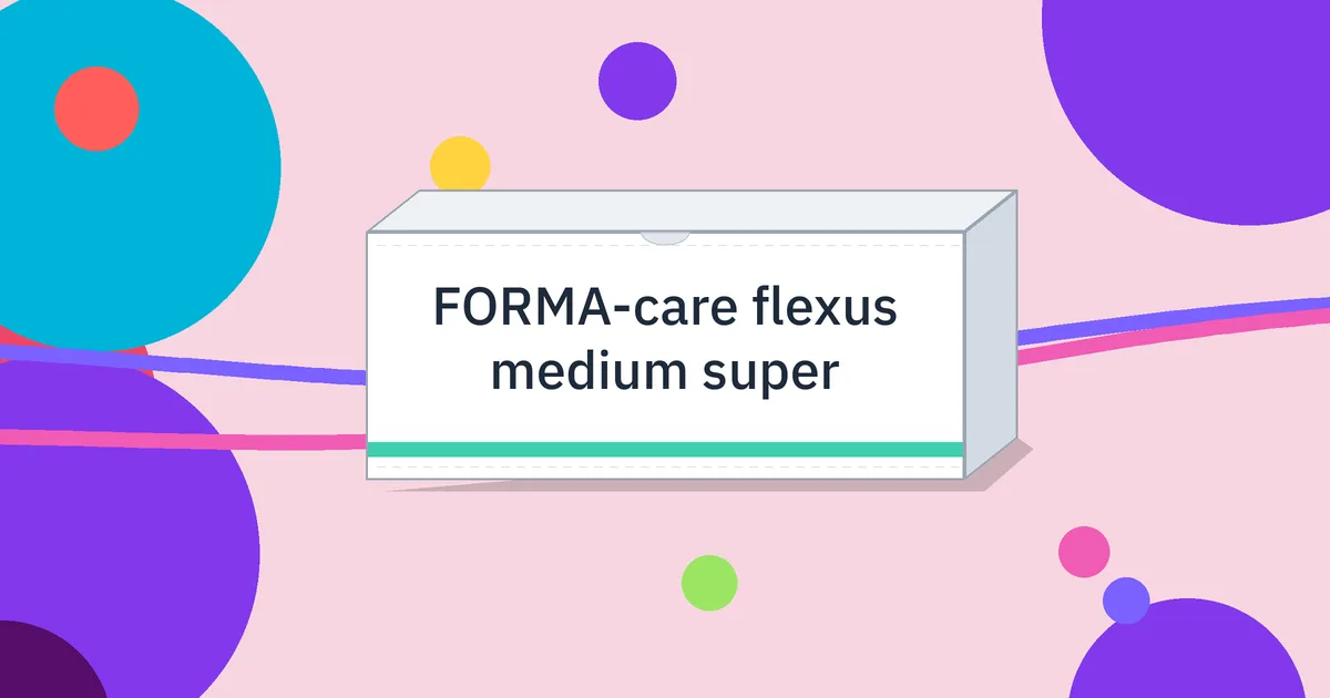 Symbolbild: Packung mit der Aufschrift FORMA-care flexus medium super (PZN 04794089) – Verfügbarkeit und Bezug in Apotheken in Frankfurt am Main
