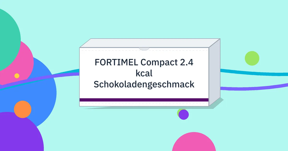 Symbolbild: Packung mit der Aufschrift FORTIMEL Compact 2.4 kcal Schokoladengeschmack (PZN 19531757) – Verfügbarkeit und Bezug in Apotheken in Frankfurt am Main