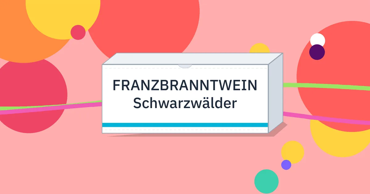 Symbolbild: Packung mit der Aufschrift FRANZBRANNTWEIN Schwarzwälder (PZN 07133483) – Verfügbarkeit und Bezug in Apotheken in Frankfurt am Main
