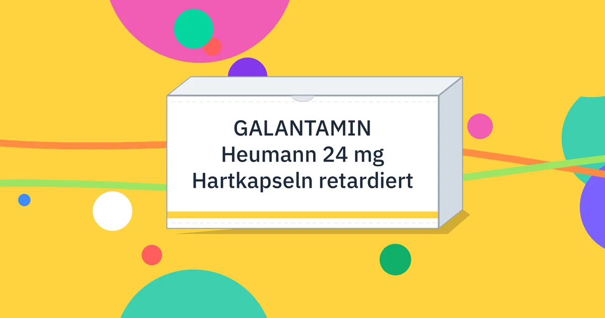 Symbolbild: Packung mit der Aufschrift GALANTAMIN Heumann 24 mg Hartkapseln retardiert (PZN 09632888) – Verfügbarkeit und Bezug in Apotheken in Frankfurt am Main