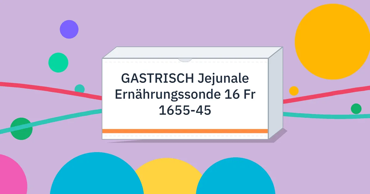 Symbolbild: Packung mit der Aufschrift GASTRISCH Jejunale Ernährungssonde 16 Fr 1655-45 (PZN 14345062) – Verfügbarkeit und Bezug in Apotheken in Frankfurt am Main