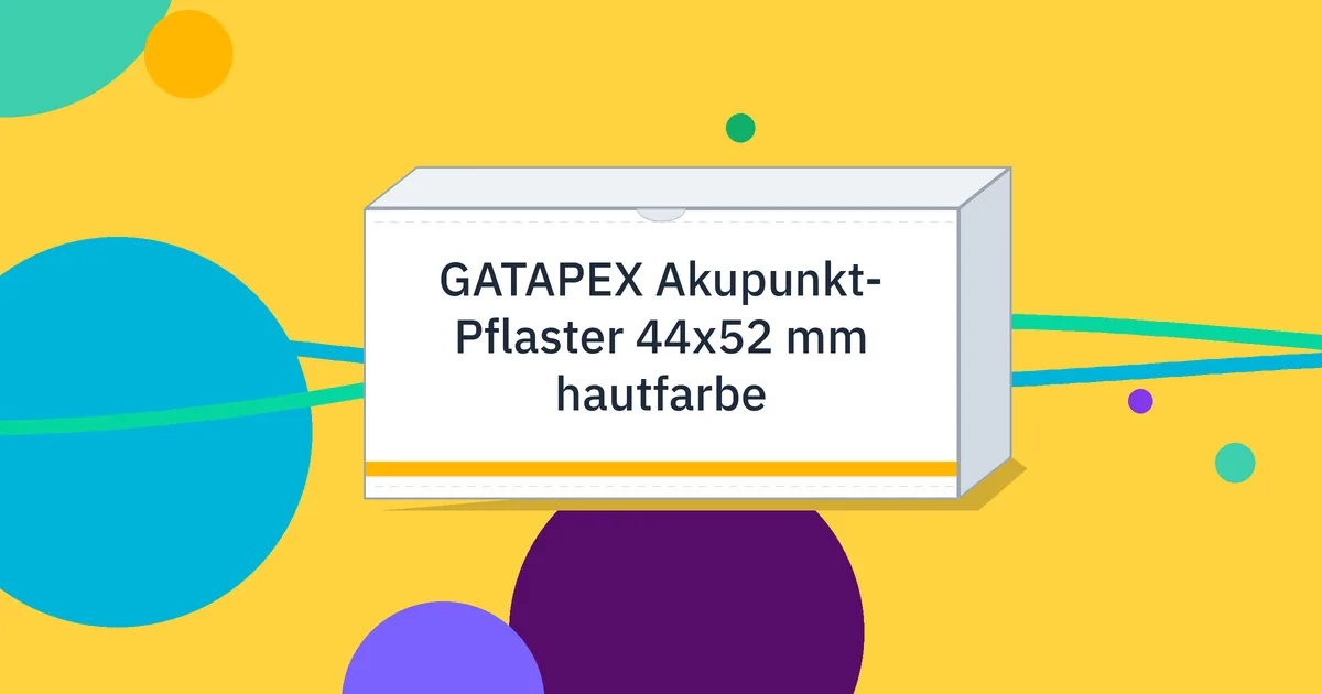 Symbolbild: Packung mit der Aufschrift GATAPEX Akupunkt-Pflaster 44x52 mm hautfarbe (PZN 07797183) – Verfügbarkeit und Bezug in Apotheken in Frankfurt am Main