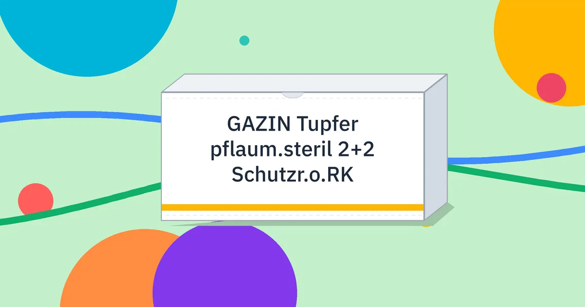 Symbolbild: Packung mit der Aufschrift GAZIN Tupfer pflaum.steril 2+2 Schutzr.o.RK (PZN 17900765) – Verfügbarkeit und Bezug in Apotheken in Frankfurt am Main