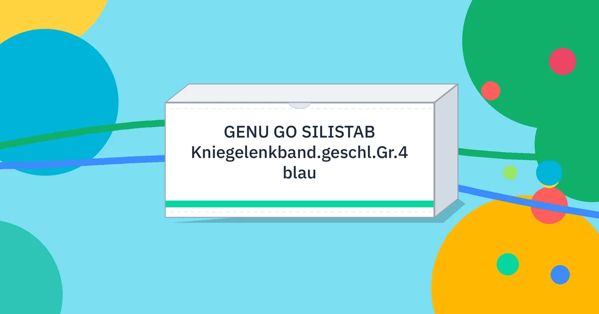 Symbolbild: Packung mit der Aufschrift GENU GO SILISTAB Kniegelenkband.geschl.Gr.4 blau (PZN 19742419) – Verfügbarkeit und Bezug in Apotheken in Frankfurt am Main