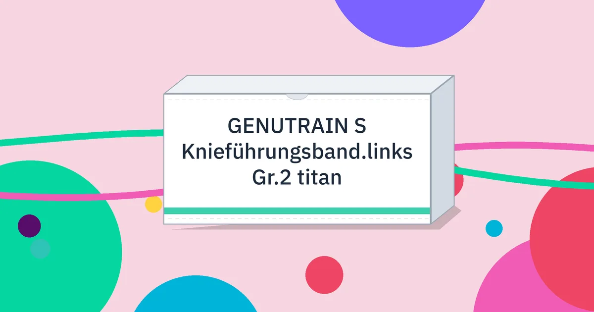 Symbolbild: Packung mit der Aufschrift GENUTRAIN S Knieführungsband.links Gr.2 titan (PZN 02428771) – Verfügbarkeit und Bezug in Apotheken in Frankfurt am Main