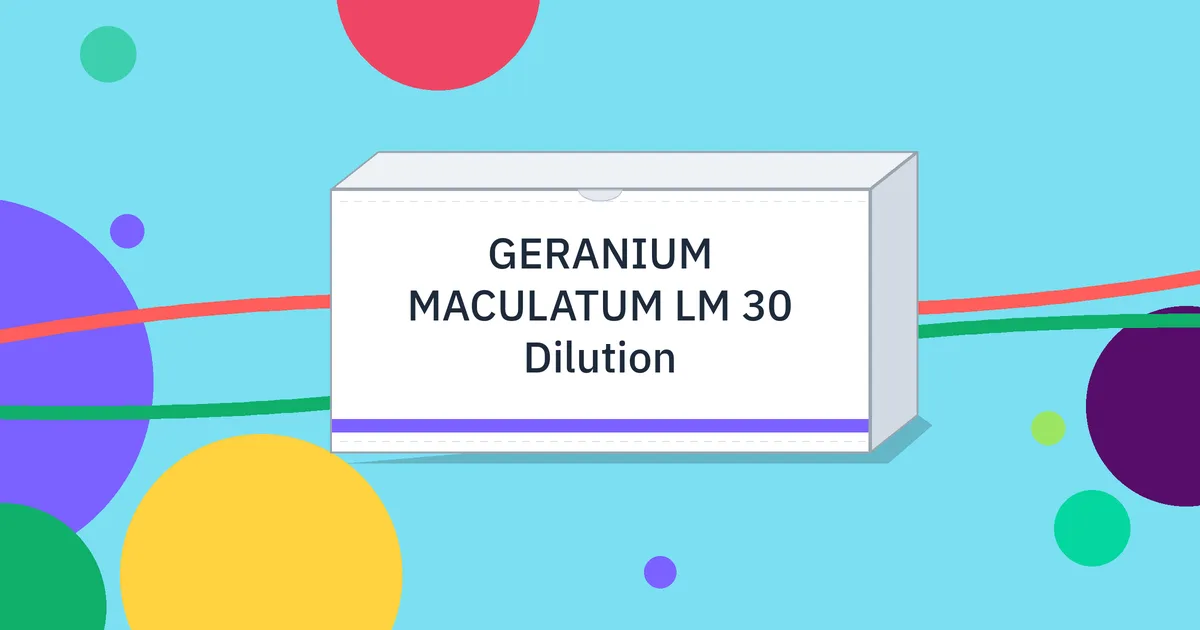 Symbolbild: Packung mit der Aufschrift GERANIUM MACULATUM LM 30 Dilution (PZN 12876890) – Verfügbarkeit und Bezug in Apotheken in Frankfurt am Main