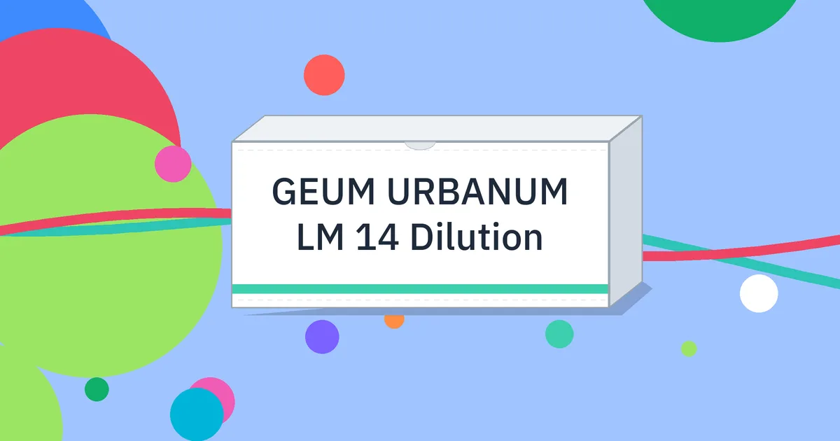 Symbolbild: Packung mit der Aufschrift GEUM URBANUM LM 14 Dilution (PZN 13543765) – Verfügbarkeit und Bezug in Apotheken in Frankfurt am Main