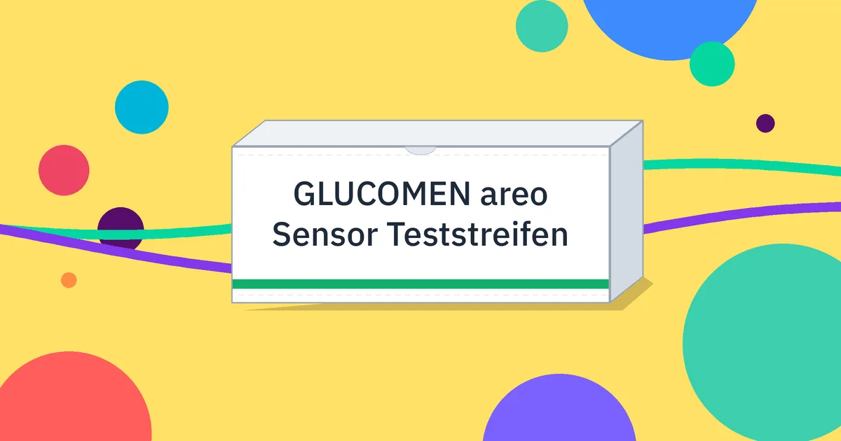 Symbolbild: Packung mit der Aufschrift GLUCOMEN areo Sensor Teststreifen (PZN 18043458) – Verfügbarkeit und Bezug in Apotheken in Frankfurt am Main