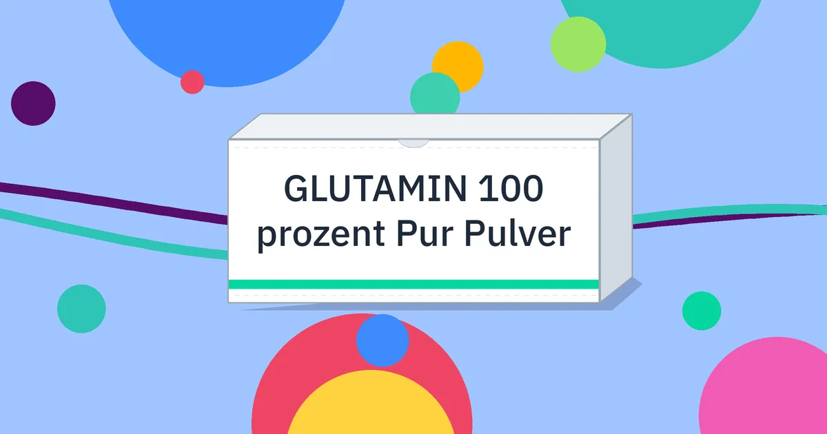 Symbolbild: Packung mit der Aufschrift GLUTAMIN 100 prozent Pur Pulver (PZN 01498284) – Verfügbarkeit und Bezug in Apotheken in Frankfurt am Main