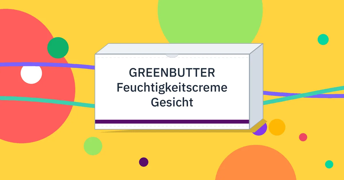 Symbolbild: Packung mit der Aufschrift GREENBUTTER Feuchtigkeitscreme Gesicht (PZN 15877447) – Verfügbarkeit und Bezug in Apotheken in Frankfurt am Main