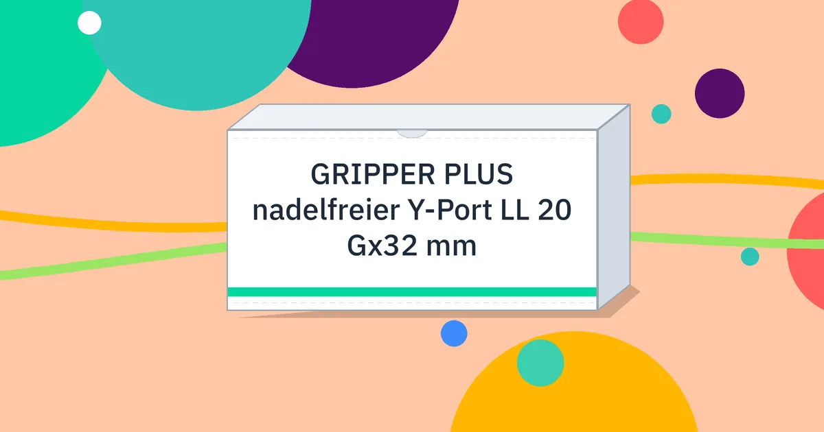 Symbolbild: Packung mit der Aufschrift GRIPPER PLUS nadelfreier Y-Port LL 20 Gx32 mm (PZN 09676271) – Verfügbarkeit und Bezug in Apotheken in Frankfurt am Main