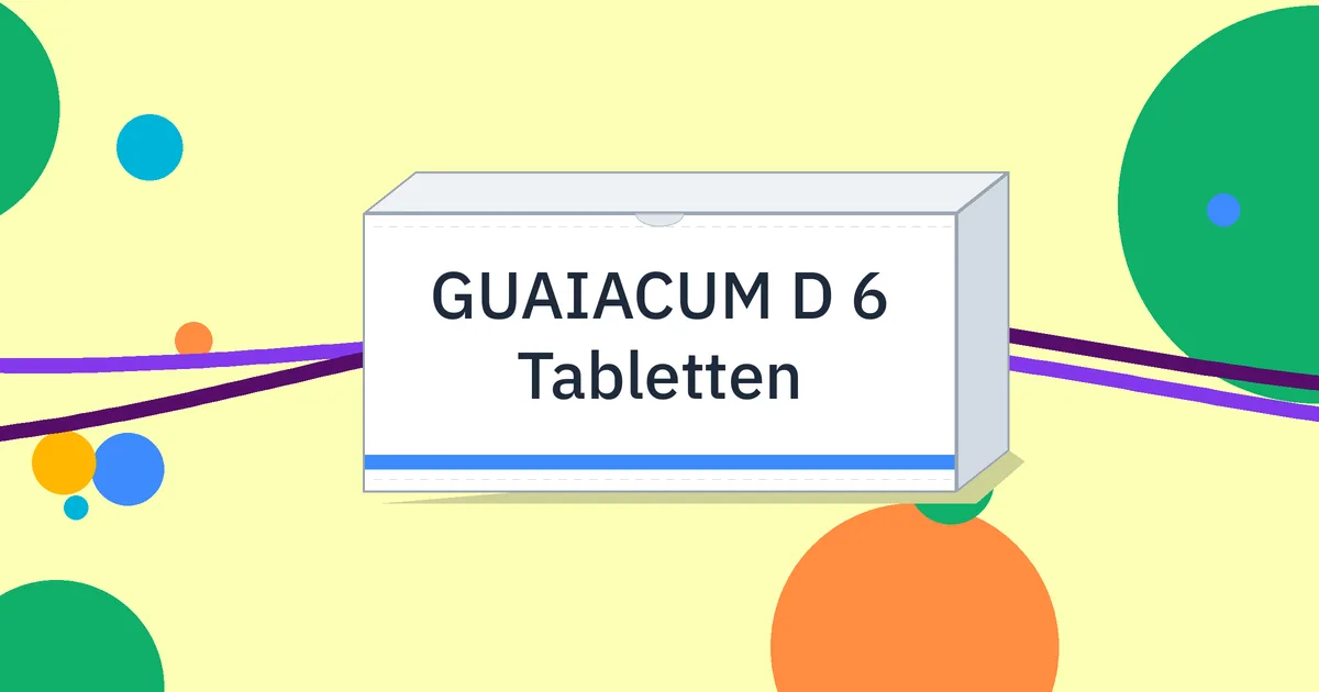 Symbolbild: Packung mit der Aufschrift GUAIACUM D 6 Tabletten (PZN 02631006) – Verfügbarkeit und Bezug in Apotheken in Frankfurt am Main