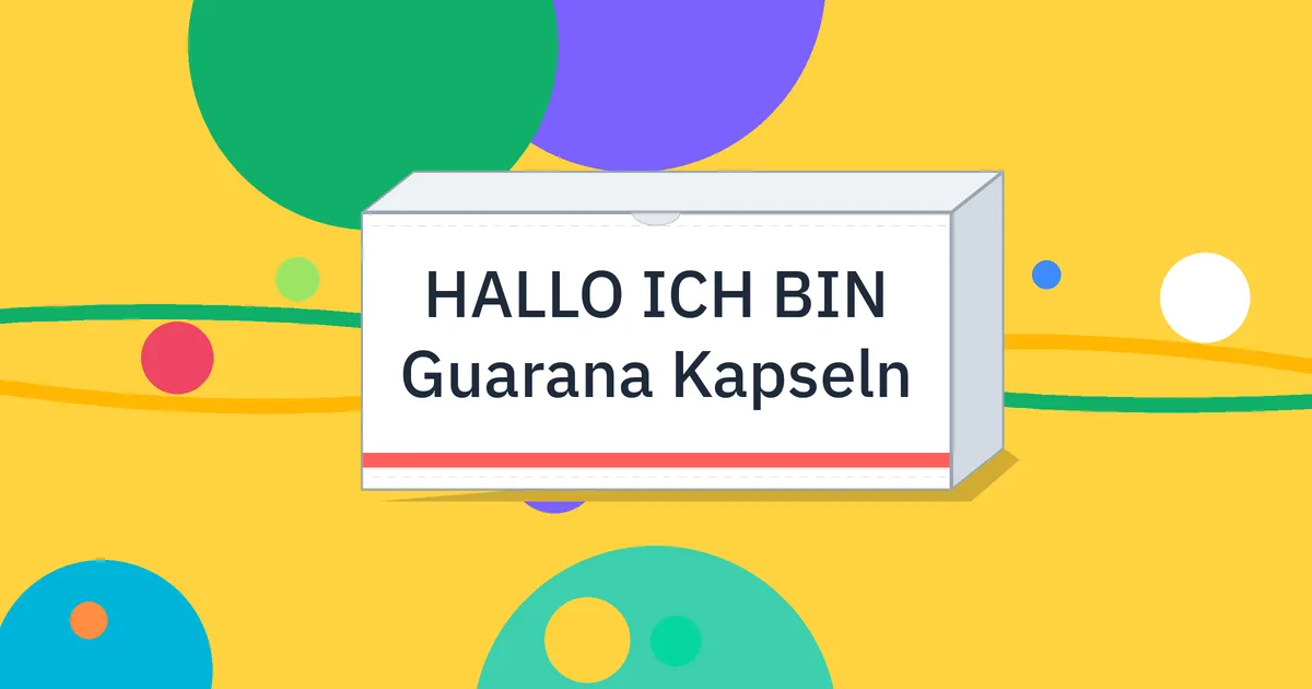 Symbolbild: Packung mit der Aufschrift HALLO ICH BIN Guarana Kapseln (PZN 14320955) – Verfügbarkeit und Bezug in Apotheken in Frankfurt am Main
