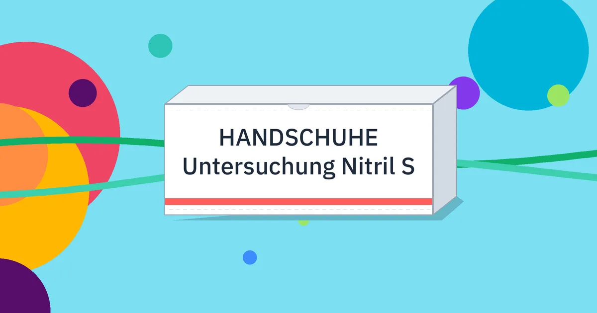 Symbolbild: Packung mit der Aufschrift HANDSCHUHE Untersuchung Nitril S (PZN 06892347) – Verfügbarkeit und Bezug in Apotheken in Frankfurt am Main