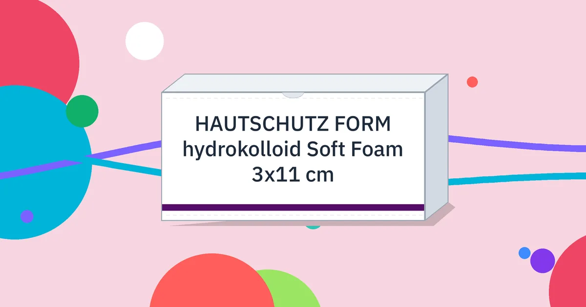 Symbolbild: Packung mit der Aufschrift HAUTSCHUTZ FORM hydrokolloid Soft Foam 3x11 cm (PZN 11666469) – Verfügbarkeit und Bezug in Apotheken in Frankfurt am Main