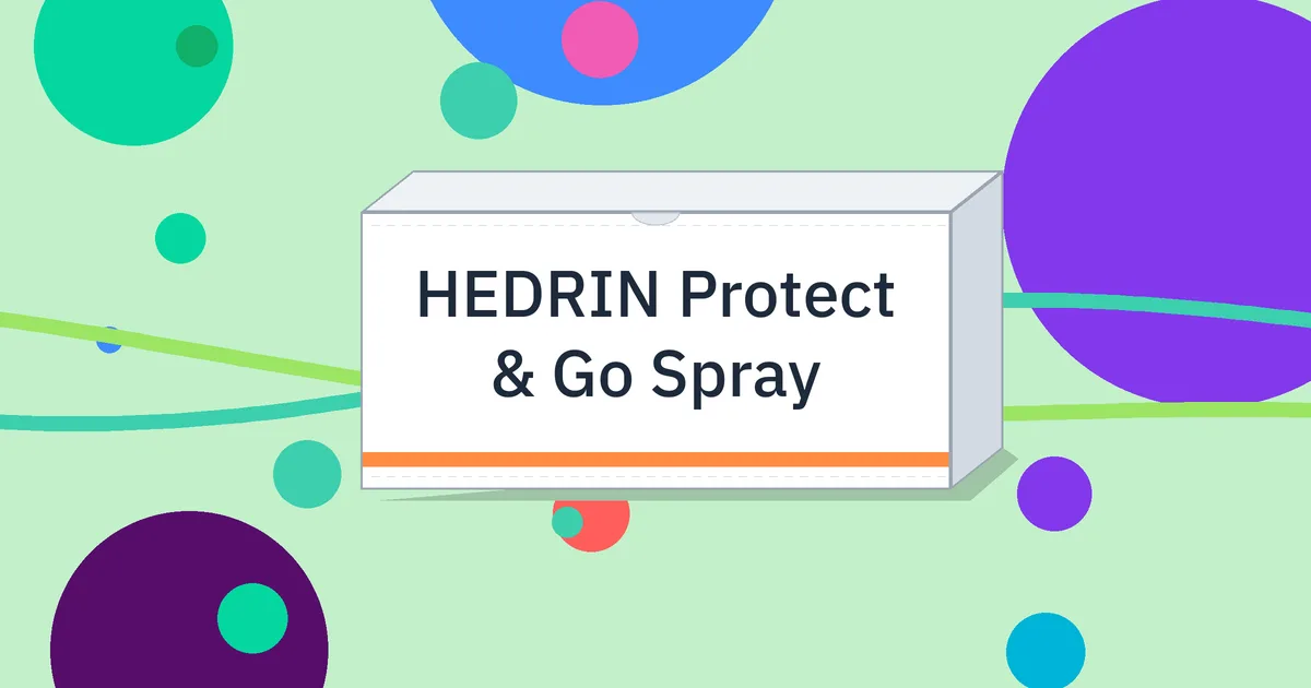 Symbolbild: Packung mit der Aufschrift HEDRIN Protect & Go Spray (PZN 18739846) – Verfügbarkeit und Bezug in Apotheken in Frankfurt am Main