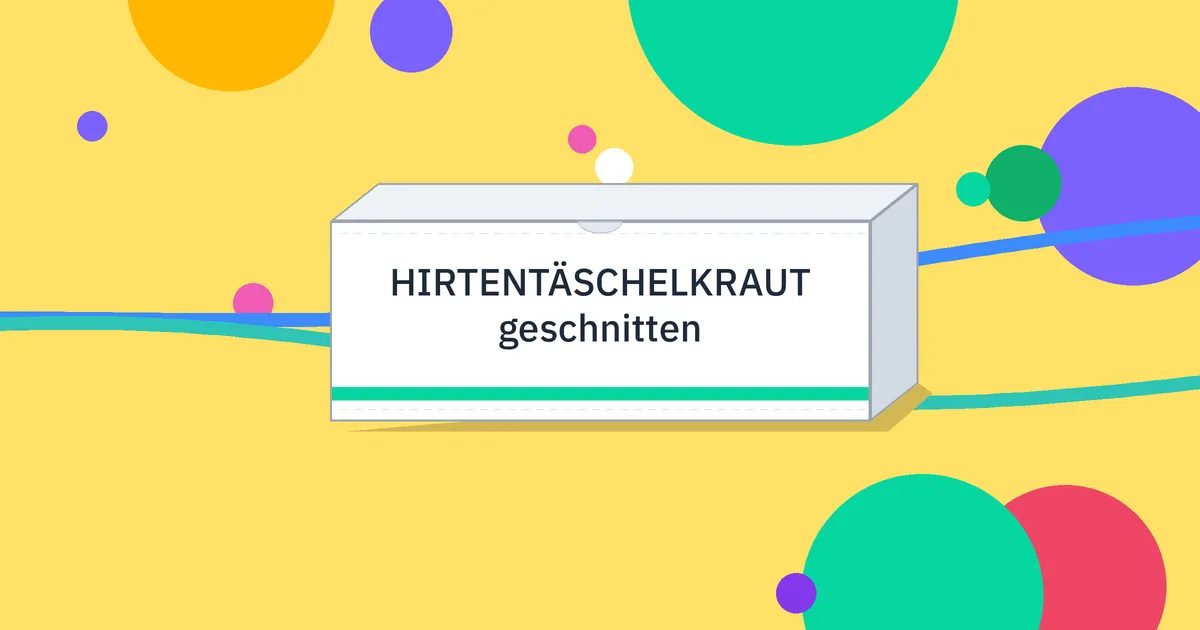 Symbolbild: Packung mit der Aufschrift HIRTENTÄSCHELKRAUT geschnitten (PZN 11309976) – Verfügbarkeit und Bezug in Apotheken in Frankfurt am Main