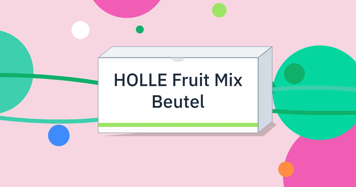 Symbolbild: Packung mit der Aufschrift HOLLE Fruit Mix Beutel (PZN 19381186) – Verfügbarkeit und Bezug in Apotheken in Frankfurt am Main
