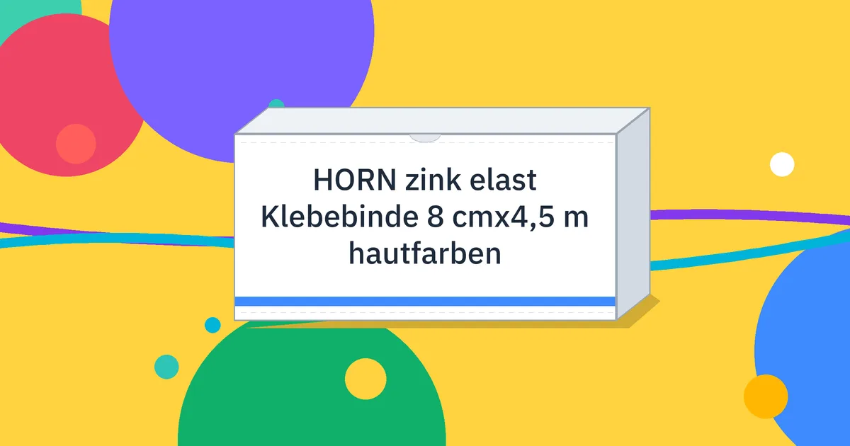 Symbolbild: Packung mit der Aufschrift HORN zink elast Klebebinde 8 cmx4,5 m hautfarben (PZN 04680629) – Verfügbarkeit und Bezug in Apotheken in Frankfurt am Main