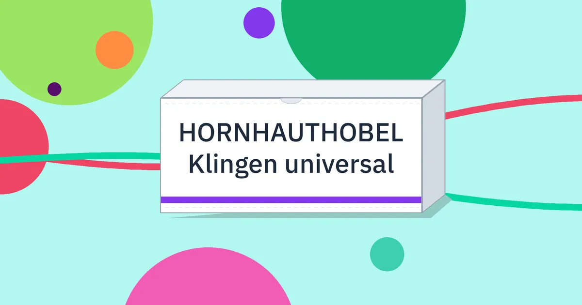Symbolbild: Packung mit der Aufschrift HORNHAUTHOBEL Klingen universal (PZN 00523459) – Verfügbarkeit und Bezug in Apotheken in Frankfurt am Main
