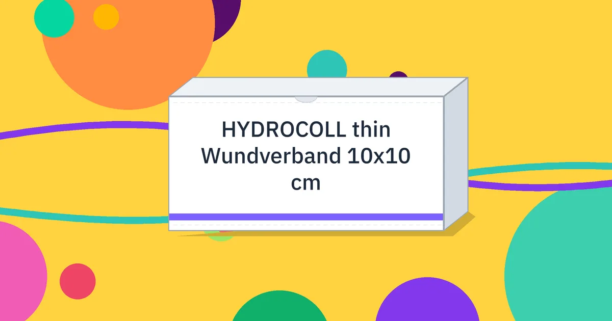 Symbolbild: Packung mit der Aufschrift HYDROCOLL thin Wundverband 10x10 cm (PZN 17827985) – Verfügbarkeit und Bezug in Apotheken in Frankfurt am Main