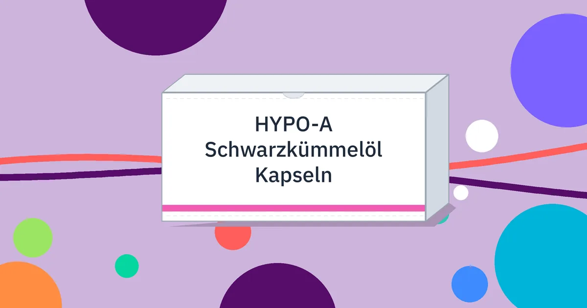 Symbolbild: Packung mit der Aufschrift HYPO-A Schwarzkümmelöl Kapseln (PZN 00028524) – Verfügbarkeit und Bezug in Apotheken in Frankfurt am Main