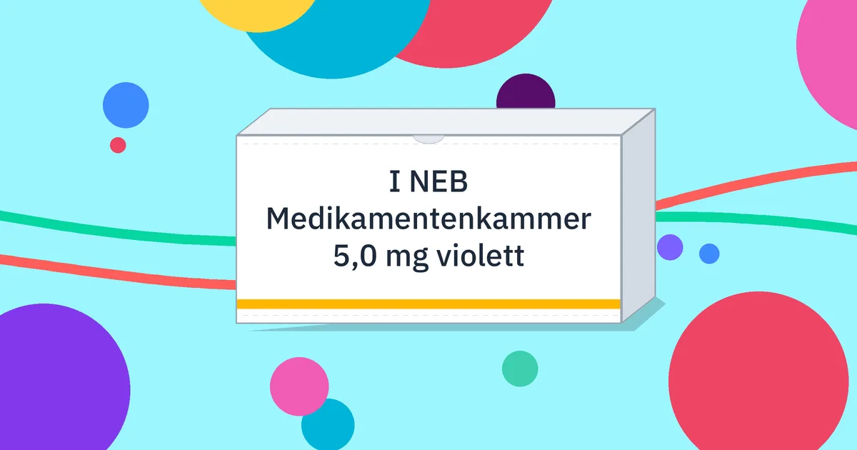 Symbolbild: Packung mit der Aufschrift I NEB Medikamentenkammer 5,0 mg violett (PZN 16509800) – Verfügbarkeit und Bezug in Apotheken in Frankfurt am Main
