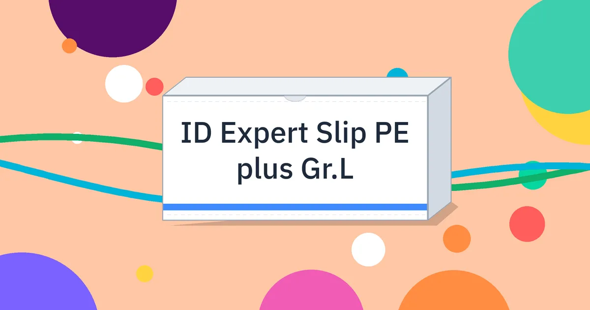 Symbolbild: Packung mit der Aufschrift ID Expert Slip PE plus Gr.L (PZN 04676800) – Verfügbarkeit und Bezug in Apotheken in Frankfurt am Main