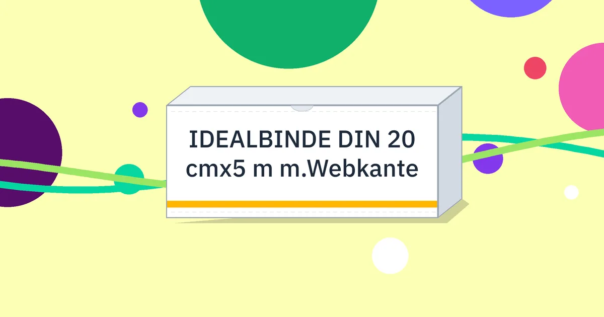 Symbolbild: Packung mit der Aufschrift IDEALBINDE DIN 20 cmx5 m m.Webkante (PZN 01720305) – Verfügbarkeit und Bezug in Apotheken in Frankfurt am Main
