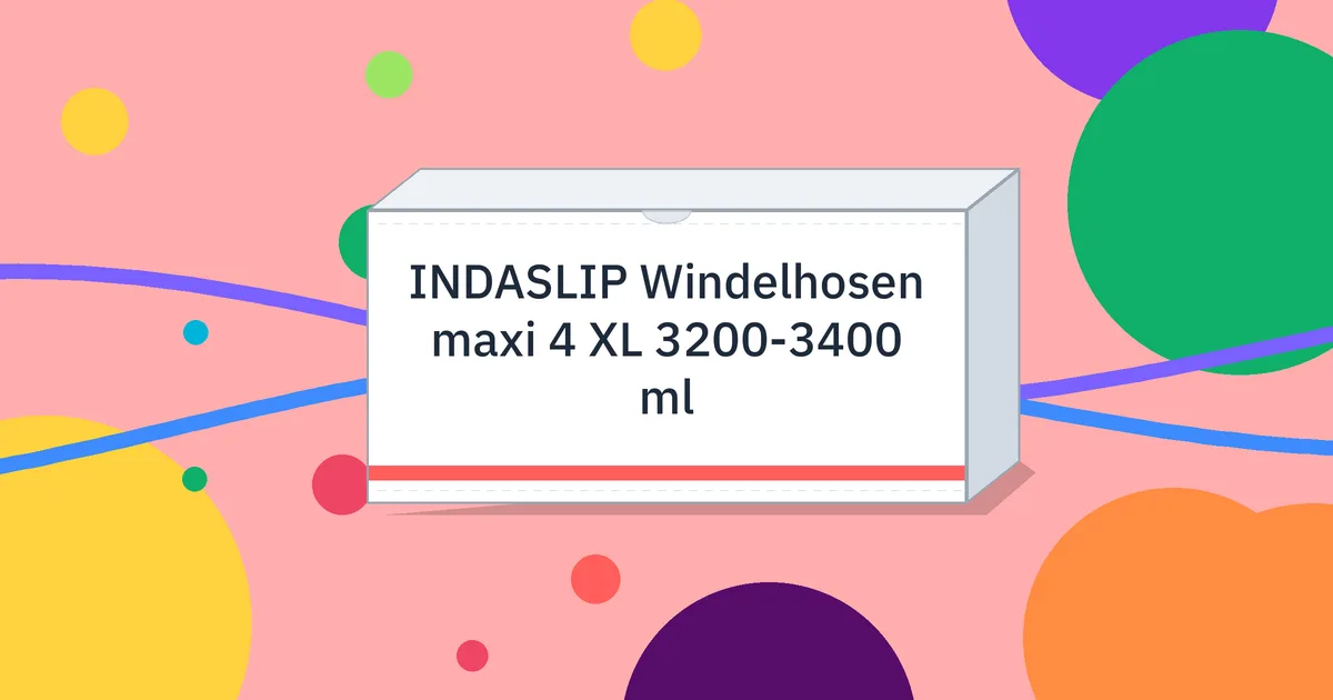 Symbolbild: Packung mit der Aufschrift INDASLIP Windelhosen maxi 4 XL 3200-3400 ml (PZN 09922681) – Verfügbarkeit und Bezug in Apotheken in Frankfurt am Main