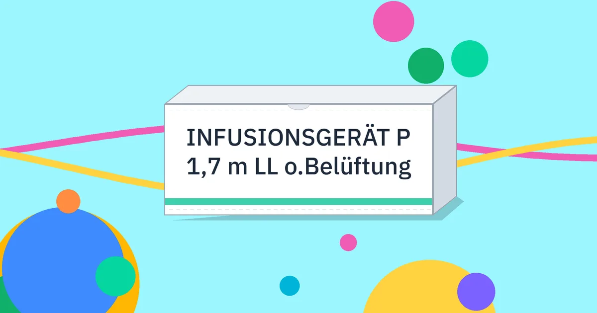 Symbolbild: Packung mit der Aufschrift INFUSIONSGERÄT P 1,7 m LL o.Belüftung (PZN 17486610) – Verfügbarkeit und Bezug in Apotheken in Frankfurt am Main