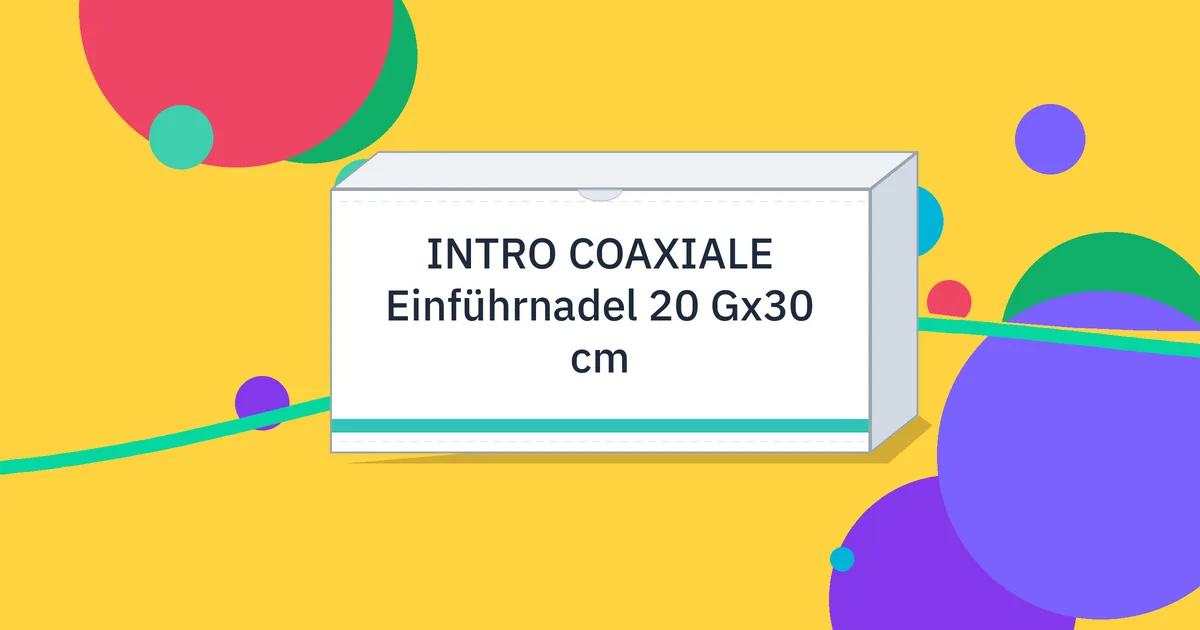 Symbolbild: Packung mit der Aufschrift INTRO COAXIALE Einführnadel 20 Gx30 cm (PZN 16919018) – Verfügbarkeit und Bezug in Apotheken in Frankfurt am Main