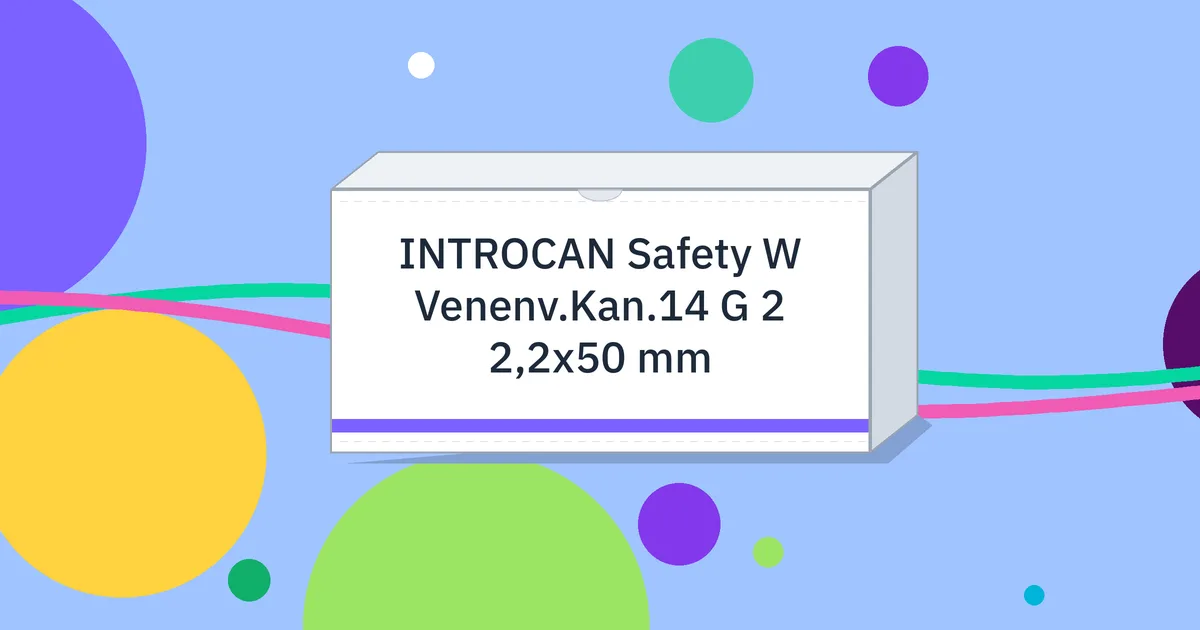 Symbolbild: Packung mit der Aufschrift INTROCAN Safety W Venenv.Kan.14 G 2 2,2x50 mm (PZN 19526822) – Verfügbarkeit und Bezug in Apotheken in Frankfurt am Main