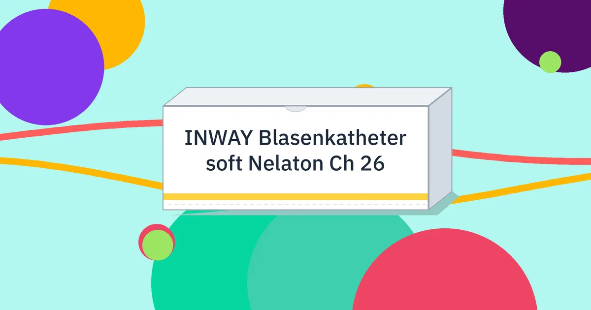 Symbolbild: Packung mit der Aufschrift INWAY Blasenkatheter soft Nelaton Ch 26 (PZN 09736033) – Verfügbarkeit und Bezug in Apotheken in Frankfurt am Main