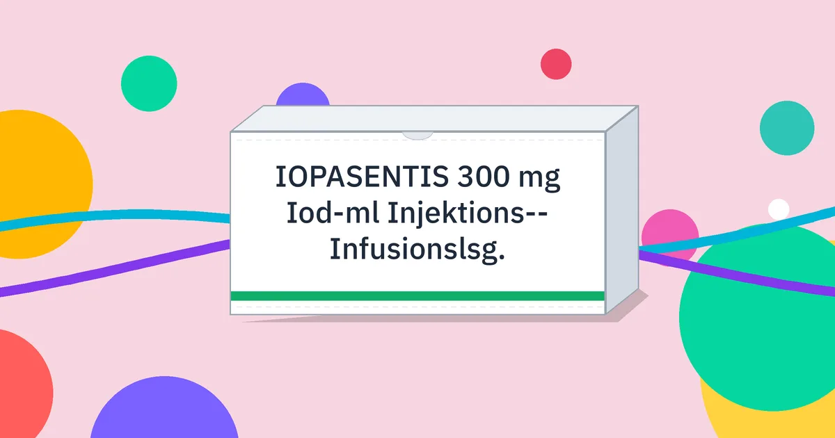 Symbolbild: Packung mit der Aufschrift IOPASENTIS 300 mg Iod-ml Injektions--Infusionslsg. (PZN 13354219) – Verfügbarkeit und Bezug in Apotheken in Frankfurt am Main