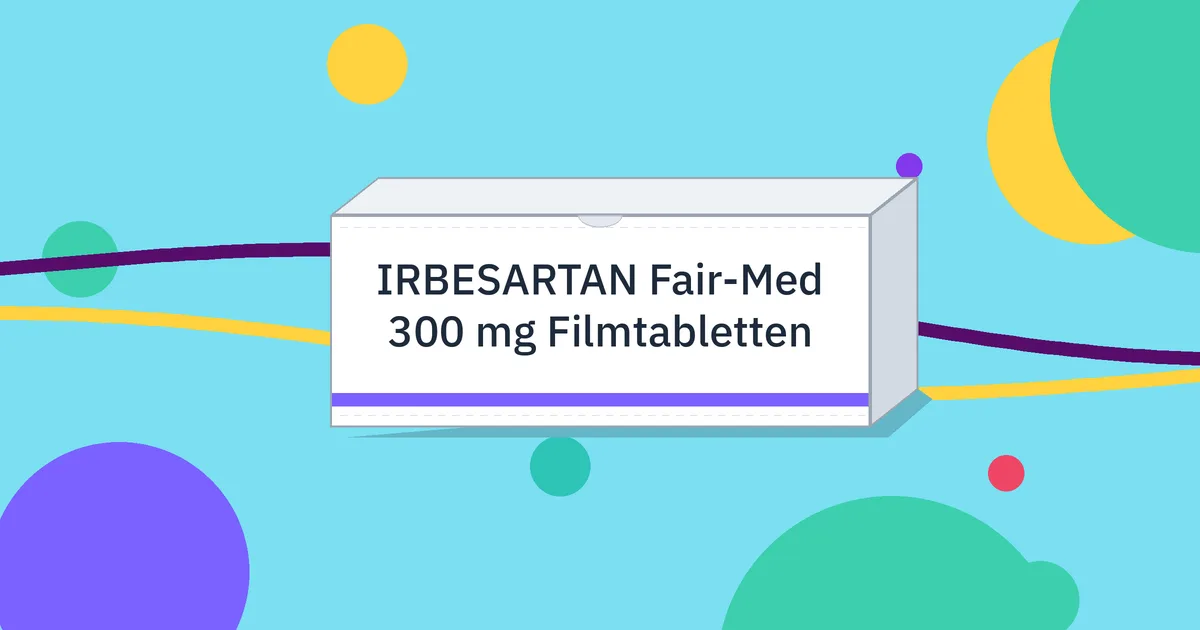 Symbolbild: Packung mit der Aufschrift IRBESARTAN Fair-Med 300 mg Filmtabletten (PZN 12700317) – Verfügbarkeit und Bezug in Apotheken in Frankfurt am Main