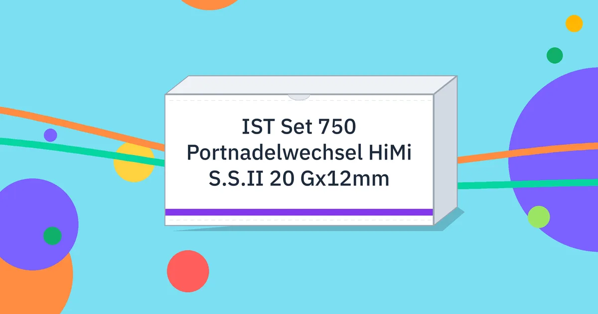 Symbolbild: Packung mit der Aufschrift IST Set 750 Portnadelwechsel HiMi S.S.II 20 Gx12mm (PZN 15895155) – Verfügbarkeit und Bezug in Apotheken in Frankfurt am Main