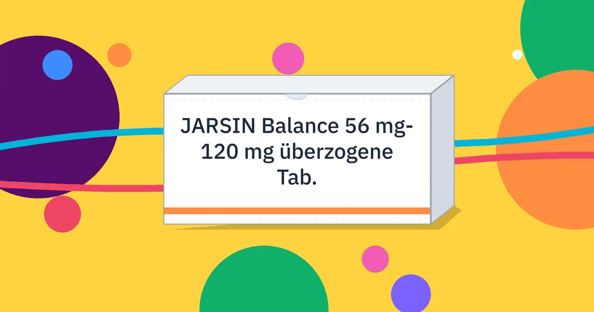 Symbolbild: Packung mit der Aufschrift JARSIN Balance 56 mg-120 mg überzogene Tab. (PZN 05500138) – Verfügbarkeit und Bezug in Apotheken in Frankfurt am Main