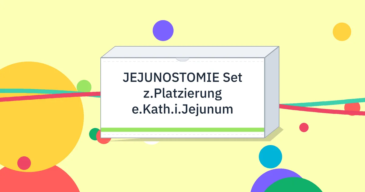 Symbolbild: Packung mit der Aufschrift JEJUNOSTOMIE Set z.Platzierung e.Kath.i.Jejunum (PZN 16167653) – Verfügbarkeit und Bezug in Apotheken in Frankfurt am Main