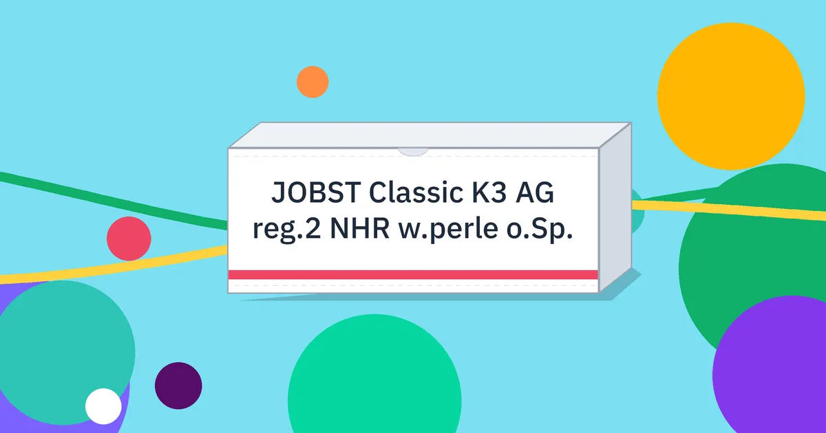 Symbolbild: Packung mit der Aufschrift JOBST Classic K3 AG reg.2 NHR w.perle o.Sp. (PZN 13073839) – Verfügbarkeit und Bezug in Apotheken in Frankfurt am Main