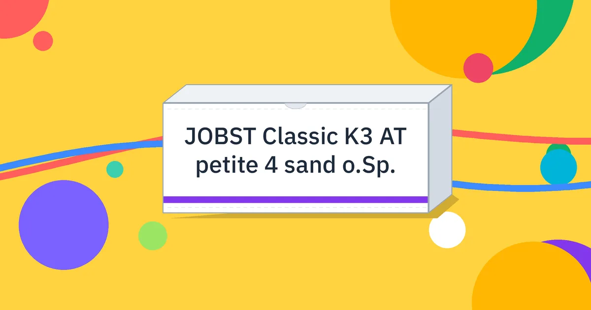 Symbolbild: Packung mit der Aufschrift JOBST Classic K3 AT petite 4 sand o.Sp. (PZN 13077406) – Verfügbarkeit und Bezug in Apotheken in Frankfurt am Main