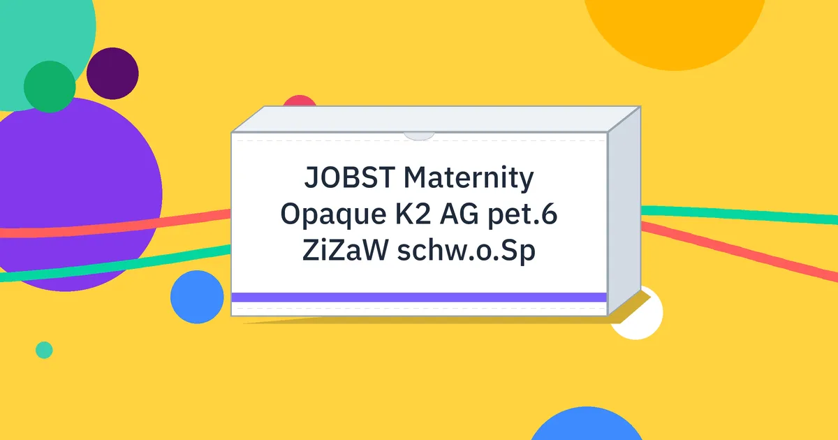 Symbolbild: Packung mit der Aufschrift JOBST Maternity Opaque K2 AG pet.6 ZiZaW schw.o.Sp (PZN 15853903) – Verfügbarkeit und Bezug in Apotheken in Frankfurt am Main