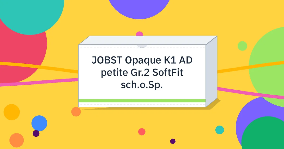 Symbolbild: Packung mit der Aufschrift JOBST Opaque K1 AD petite Gr.2 SoftFit sch.o.Sp. (PZN 13080650) – Verfügbarkeit und Bezug in Apotheken in Frankfurt am Main