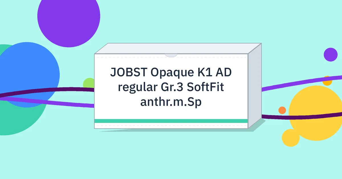 Symbolbild: Packung mit der Aufschrift JOBST Opaque K1 AD regular Gr.3 SoftFit anthr.m.Sp (PZN 16262535) – Verfügbarkeit und Bezug in Apotheken in Frankfurt am Main